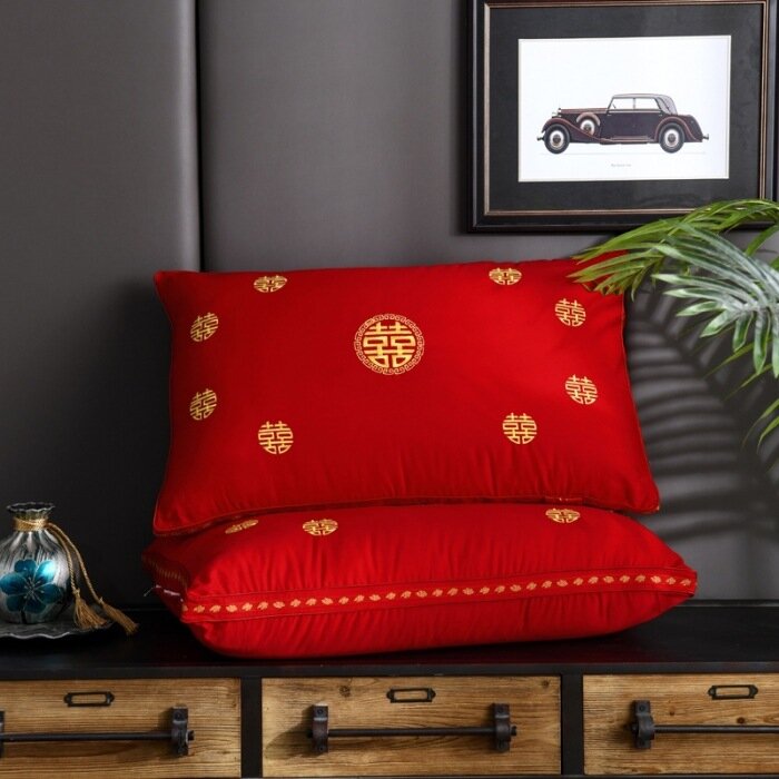 Хлопок Свадебные Подушки Соевое Волокно Красный Свадебный Хлопок Вышитые Подушки Основной Сопровождающие Свадебные