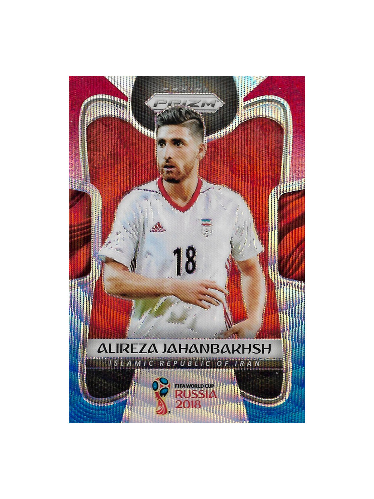 Коллекционная карточка Panini Prizm FIFA World Cup Russia 2018: #111 Alireza Jahanbakhsh - Red Blue Wave