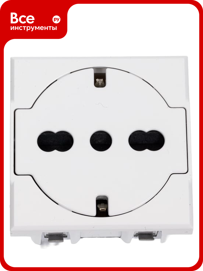 Розетка Legrand Axolute 2К+З 16А 250В, немецкого/итальянского стандартов, с плоской лицевой панелью Цвет Белый HD4140/16F