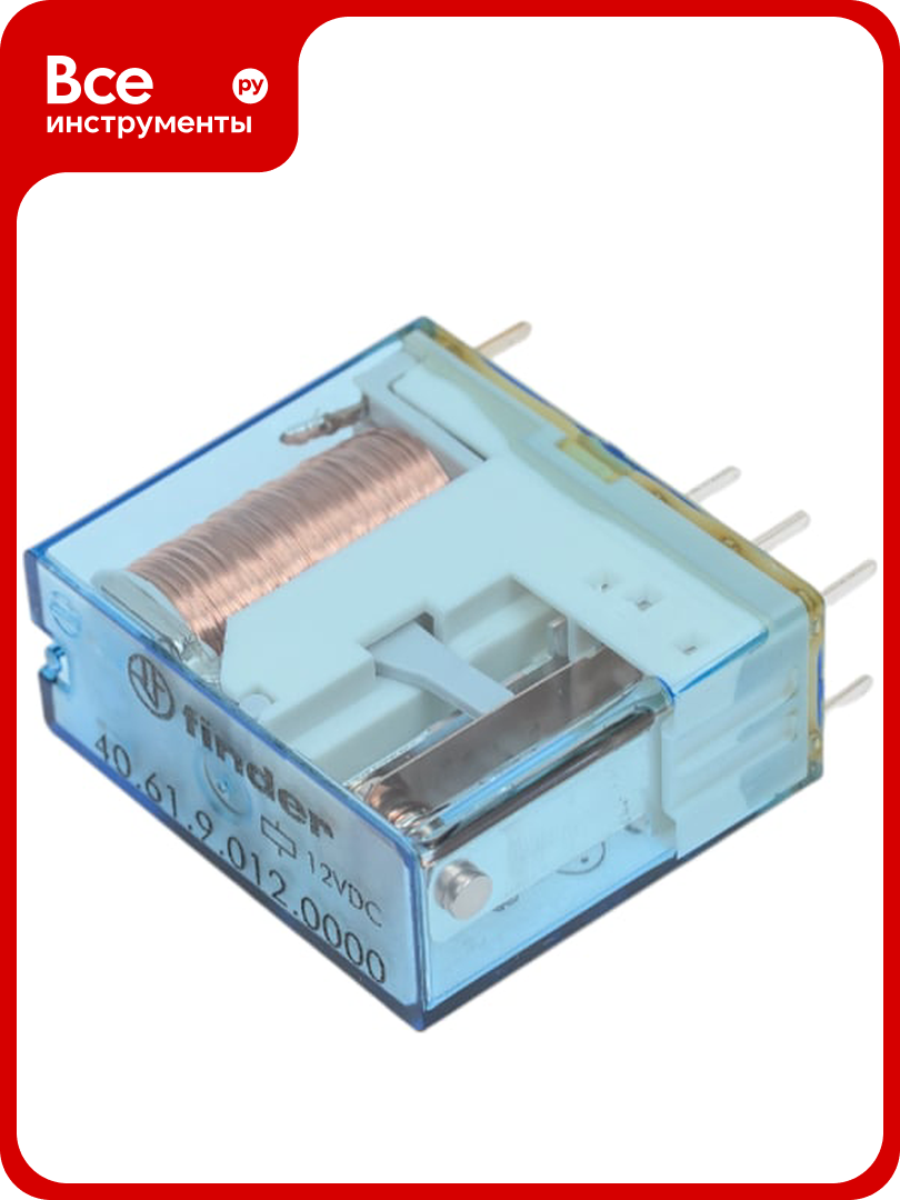 Миниатюрное реле Finder 1 перекидной контакт 16А, = 12В DC, 406190120000