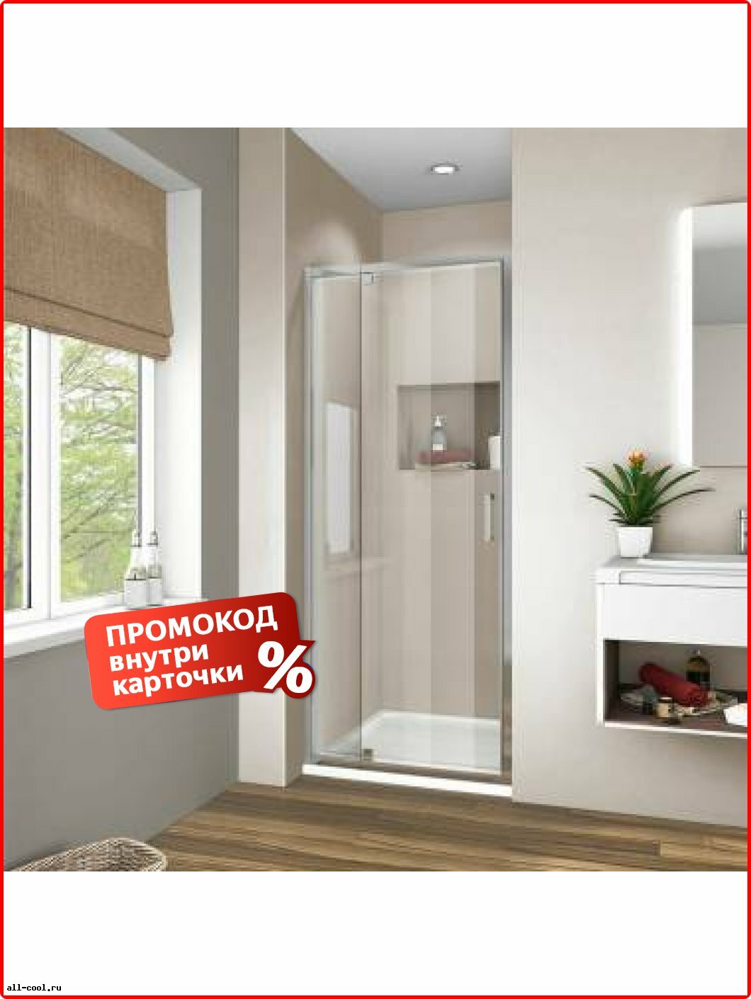 Душевая дверь в нишу Vincea Greta 90x190, прямоугольная, прозрачное, распашные, серебристый