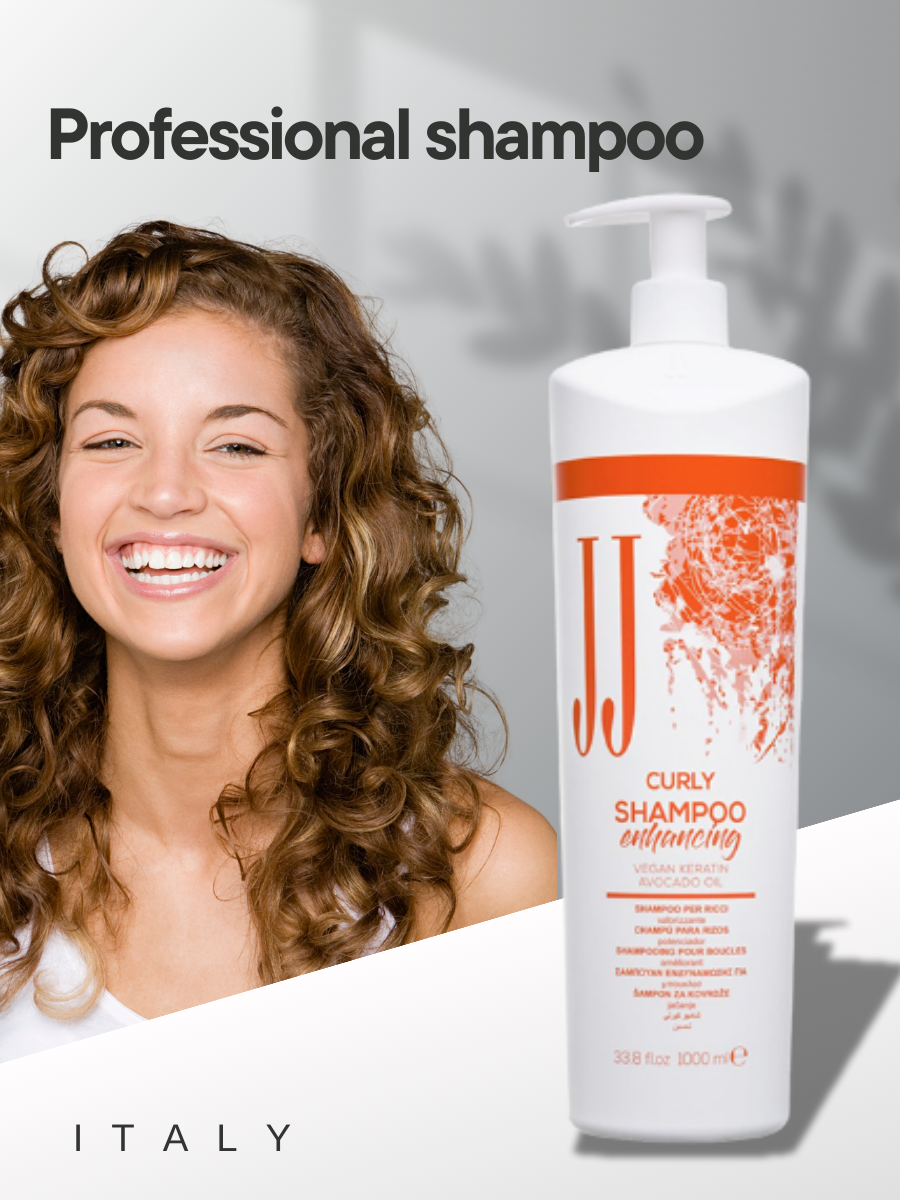 JJ Шампунь профессиональный для кудрявых волос CURLY SHAMPOO 1000 мл.