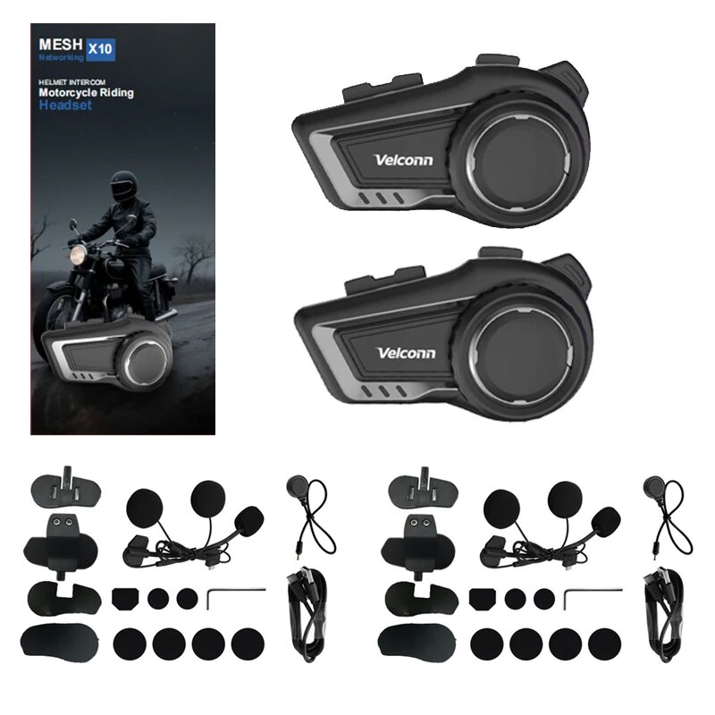 Velconn X10 мотогарнитура Bluetooth 5.1, 1500м, 2шт