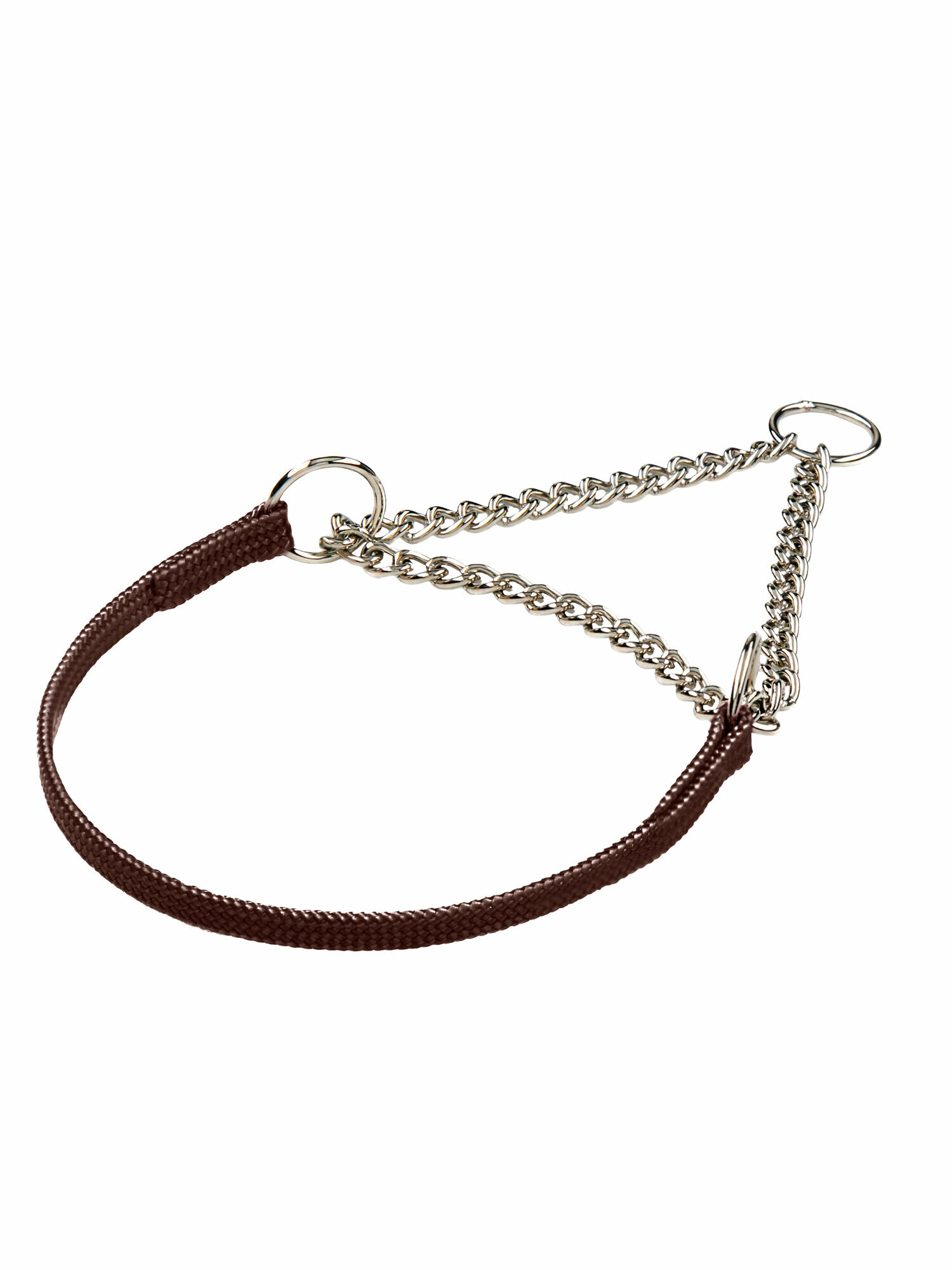 Ошейник-полуудавка для собак ZooOne (лента-чулок) 5мм (18-25см) с цугом (никель) коричневый, 75-1027