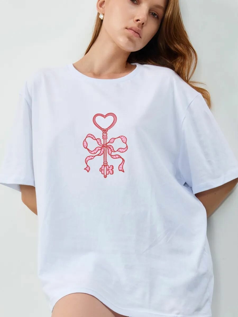 Футболка оверсайз базовая с принтом Ключ