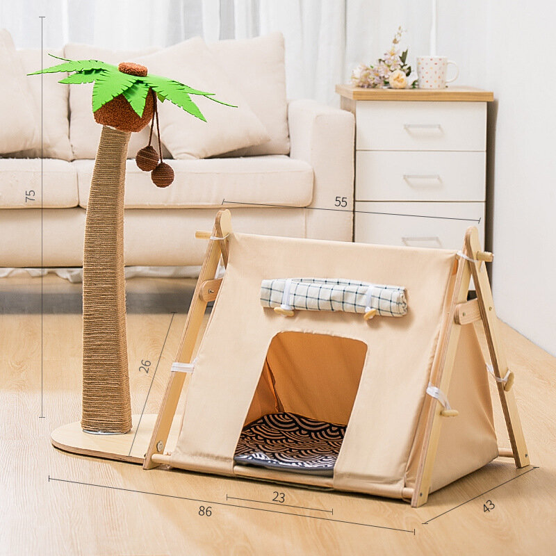 Кошачий лазательный комплекс с кокосовой пальмой, кошачья кровать, сизалевый столб, интегрированный кошачий гамак, кошачья спальная кровать, кошачий дерево, кошачий когтеточка, кошачья доска для когтеточки, кошачья кровать
