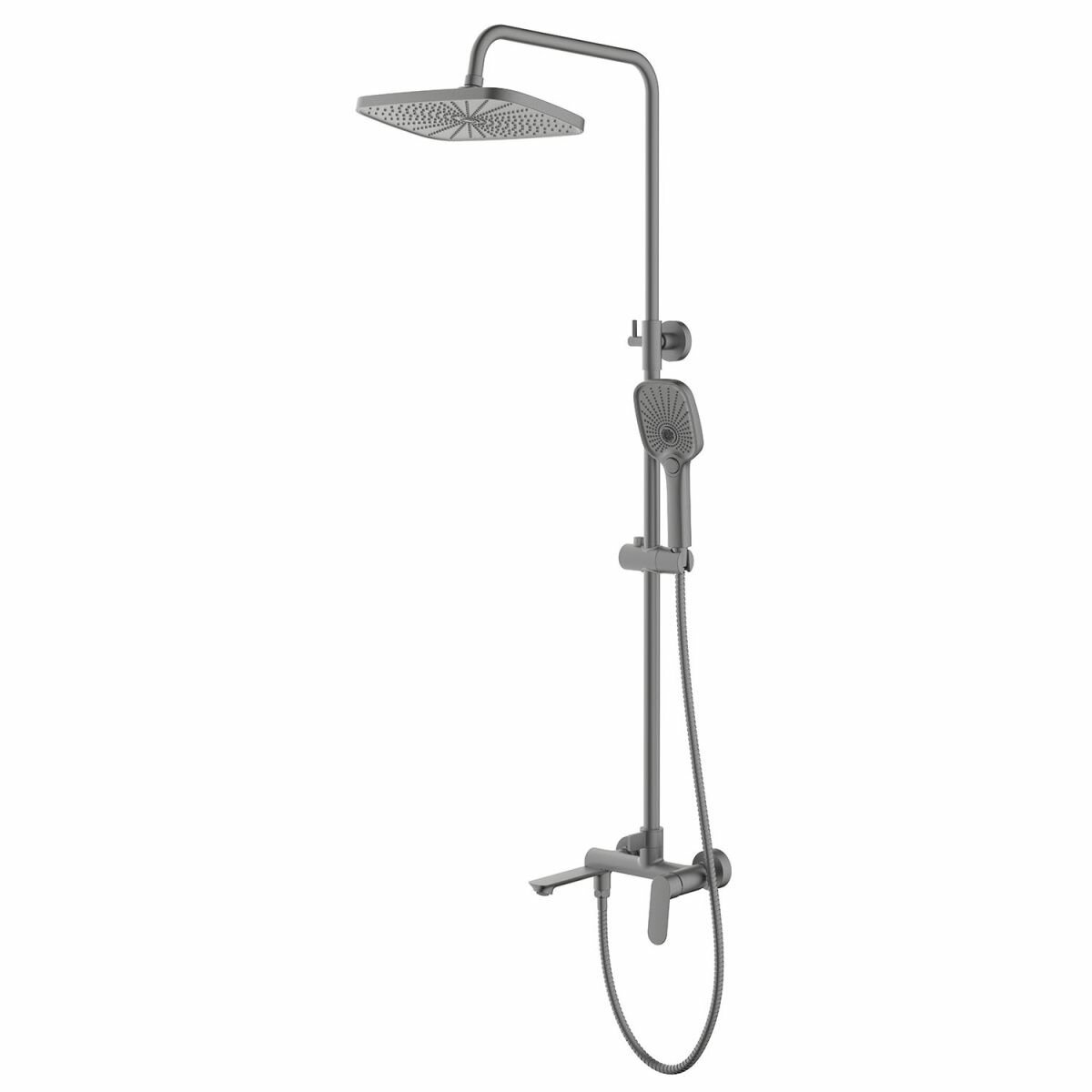 Душевая система с квадратным тропическим душем и смесителем Azario AZ-K2332-1GR графит