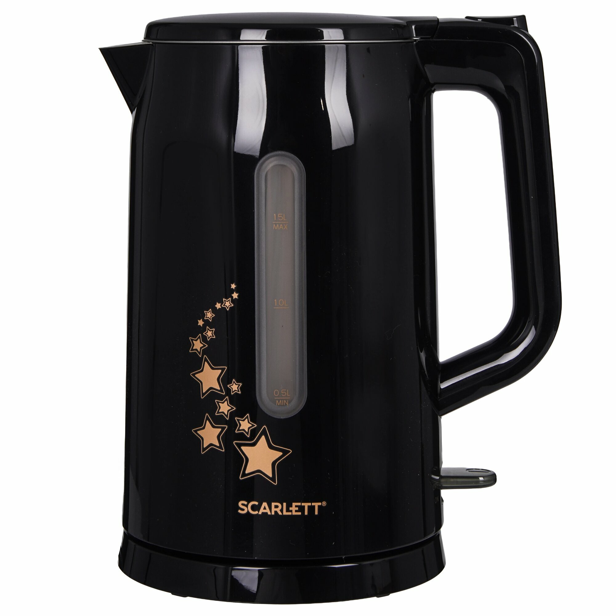 Электрочайник Scarlett "SC-EK21S45", нержавеющая сталь, пластик, мощность 2200Вт, черный, 1,5л