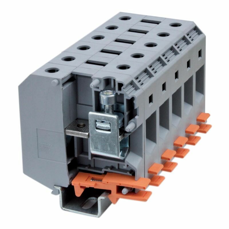 Клемма проходная винтовой зажим 2 точки подключения 50кв. мм сер. DKC KRUH-50