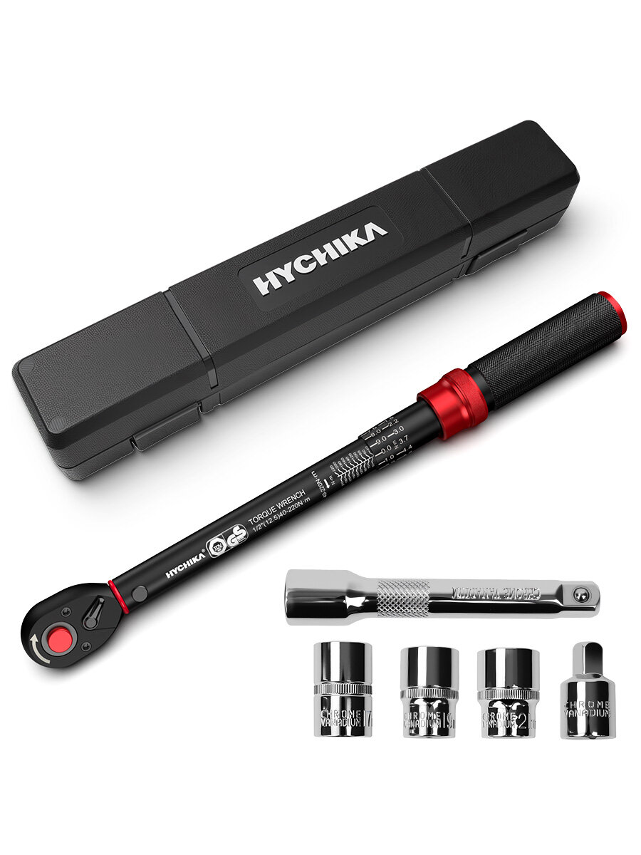 Динаметрический ключ 1/2" 220Нм щелчковый 6 шт. с кейсом HYCHIKA