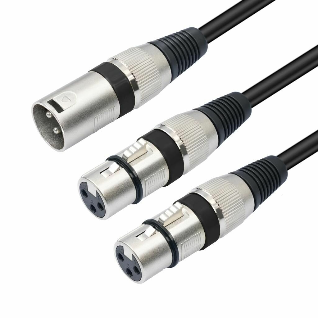 Адаптер 3Pin мама к двойному 3Pin папа для аудиосигнала, Черный