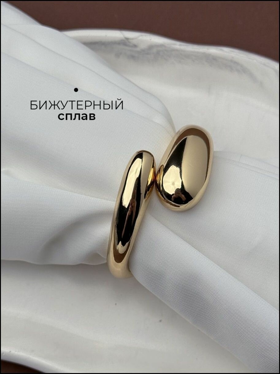 Браслет-манжета, золотистый, белый — фото 1
