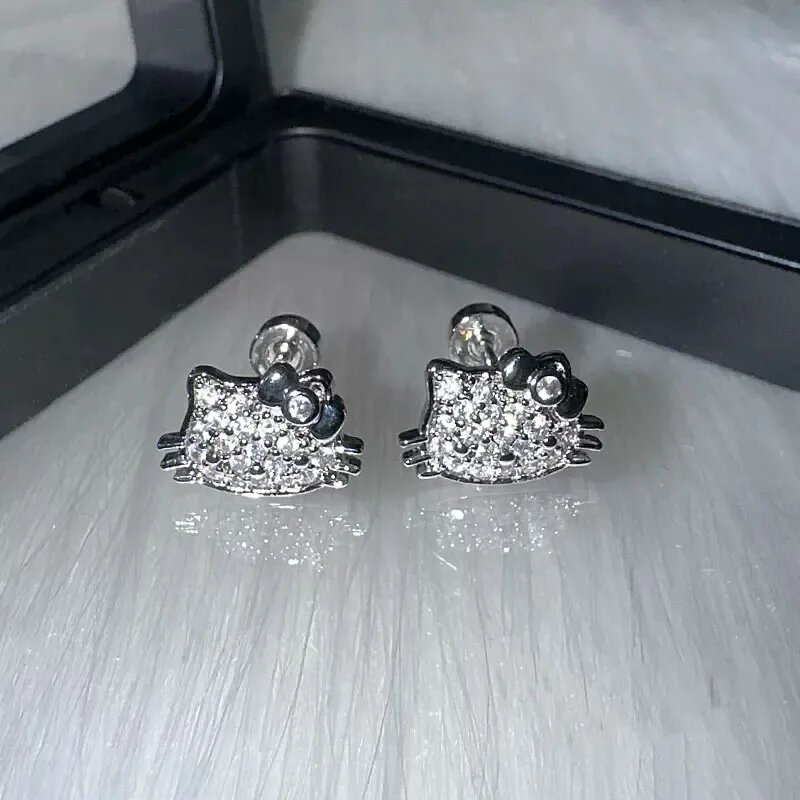 Серьги-кольца Sanrio Hello Kitty Y2K в мультяшном стиле, милые и модные, для женщин, для свадеб, вечеринок, украшения, аксессуары, подарки.
