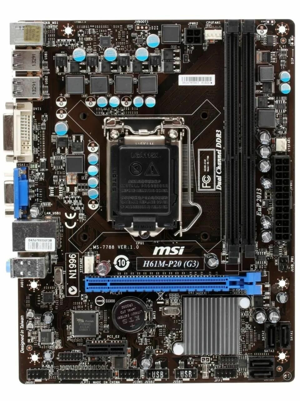Материнская плата MSI LGA1155 H61M-P20
