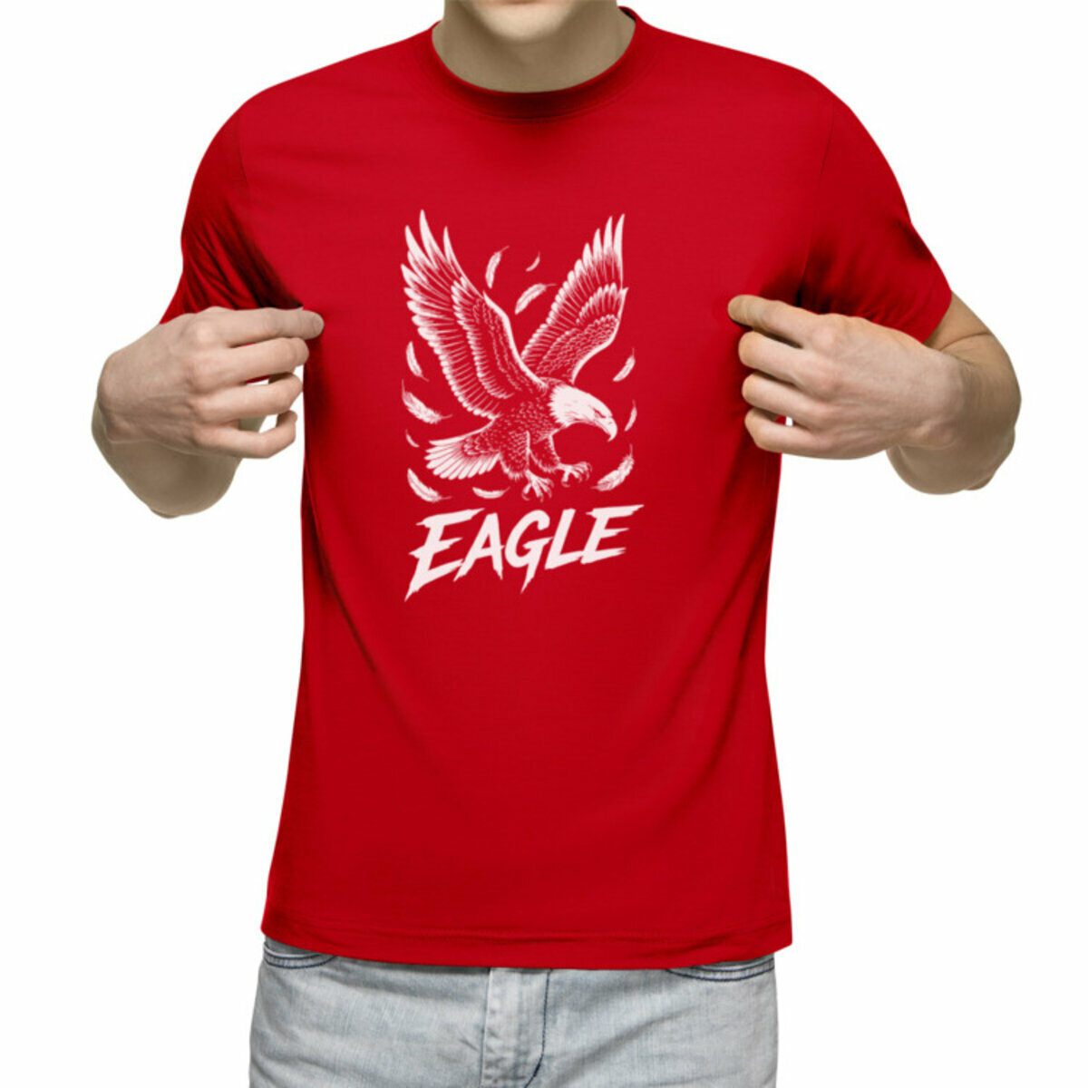 Мужская футболка «Орёл в полёте. Eagle soars.» (красный, L)