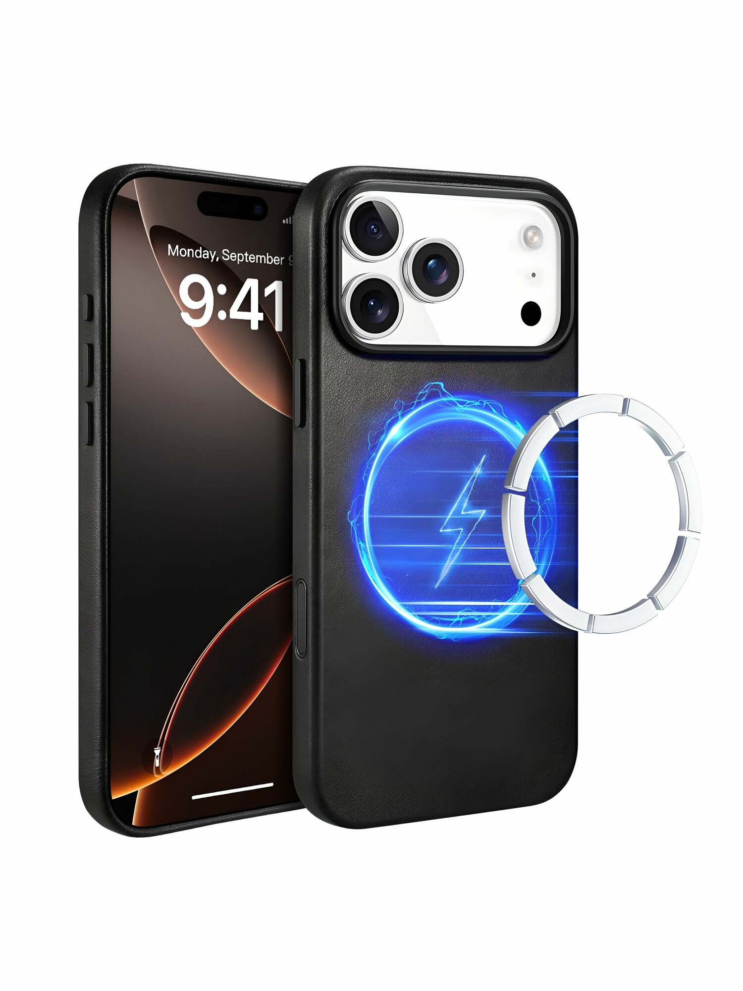 Чехол iCarer Oil Wax, для iPhone 17 Pro Max, натуральная кожа, Magsafe