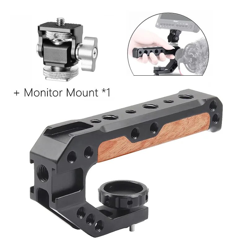 Легкая деревянная и алюминиевая верхняя ручка для клетки для видеоблогов, с Wooden-Grip-Gimbal