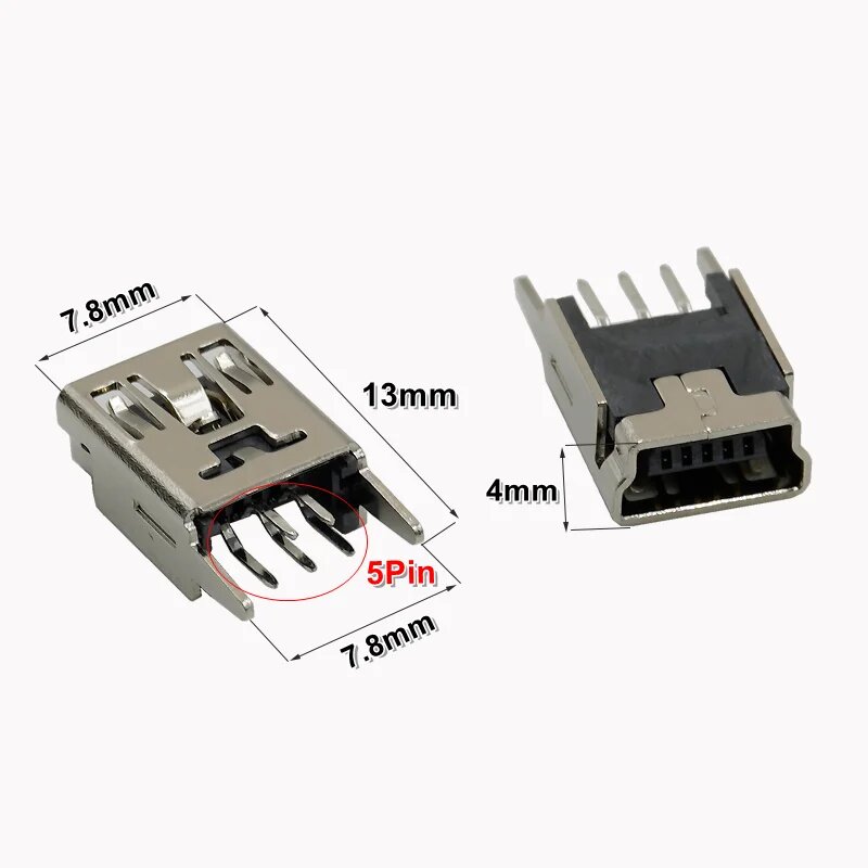 Разъем Mini USB Type B 5pin 180° Straight 50шт