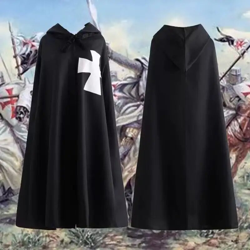 Мужская туника рыцаря тамплиеров черная Черный, S, Black2