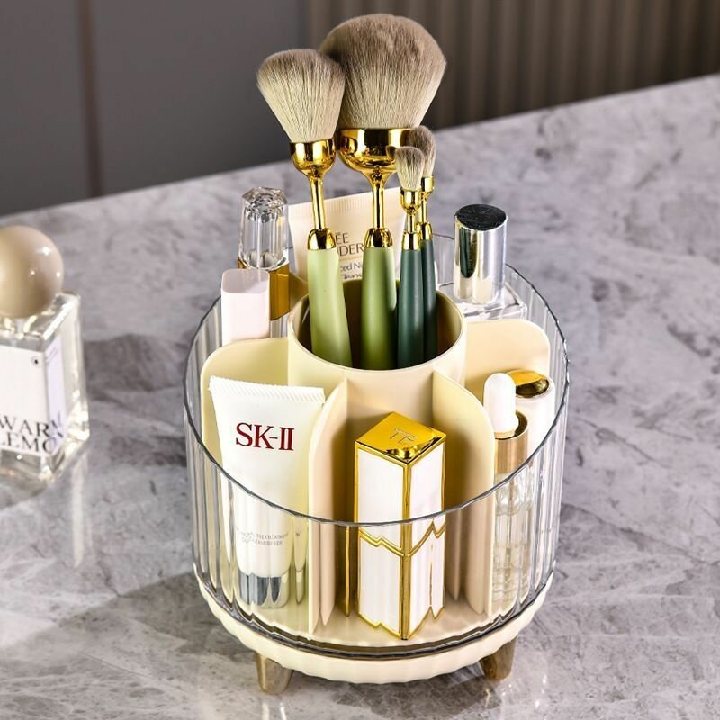 Эксклюзивный вращающийся косметический органайзер на 360 градусов с шестью отделениями, размером 15x13x14 см, для порядка