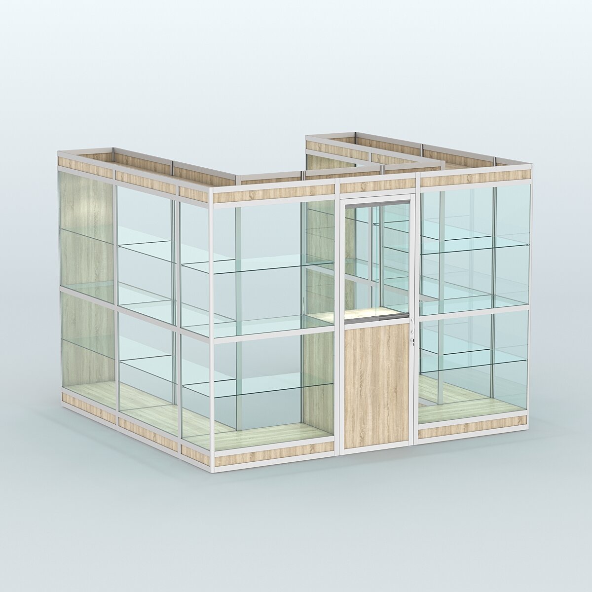 Павильон из профиля пристенный №5в (6,75 кв. м), Дуб Сонома