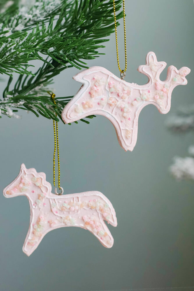 Набор ёлочных украшений пряничное рождество: олень И лошадка, полистоун, 8 см, 2 шт, Goodwill MC37078-набор