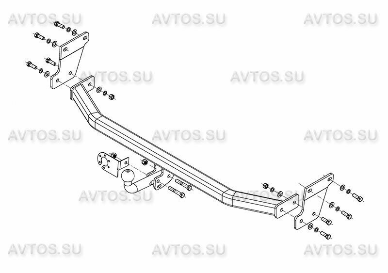Фаркоп для Kia Rio хетчбек 2011-2017 Тип шара: A. Нагрузки: 1500/75 кг, KI 29