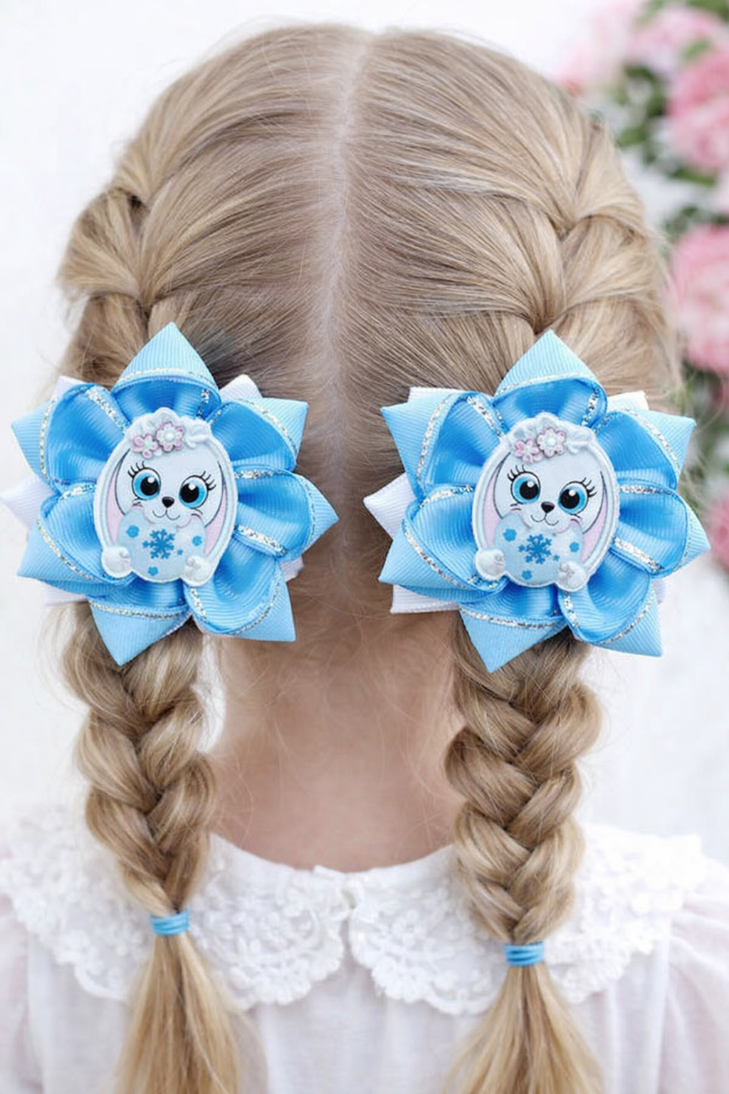 Бантики для волос Арт и Дизайн, текстиль, для девочек, цвет голубой/белый