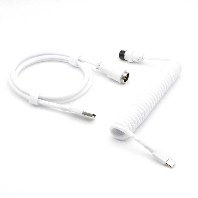 Спиральный кабель USB Type-C для клавиатуры, белый