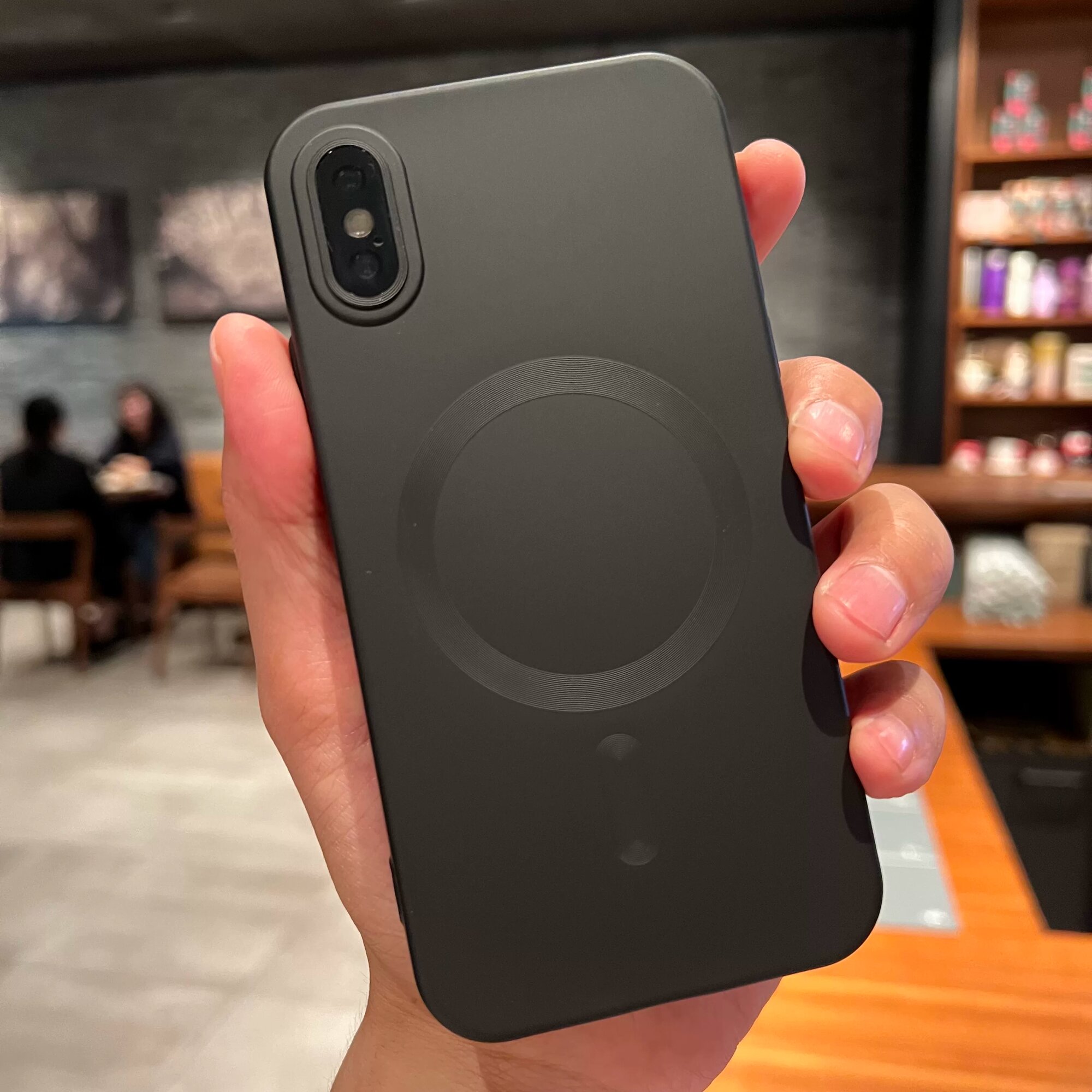 Магнитный силиконовый чехол Magsafe для iPhone XS Max — Матовый черный, Мягкое прикосновение, Полная защита