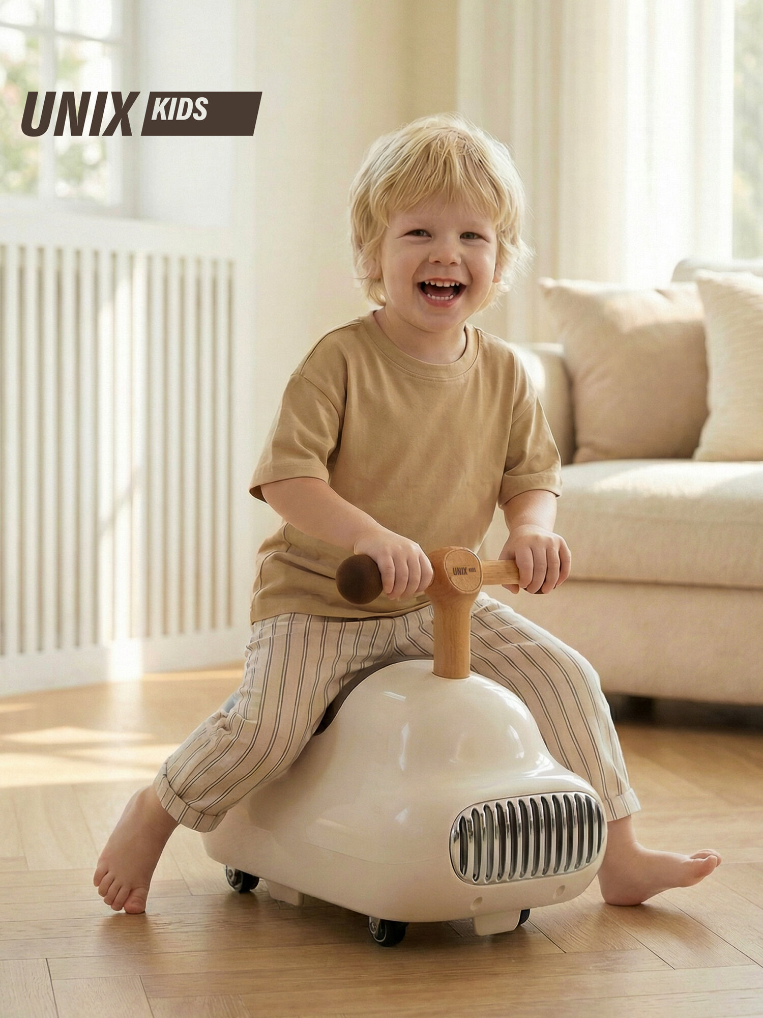 Толокар UNIX Kids Босс / Boss машинка - каталка детская, для мальчиков, девочек и малышей, коричневый