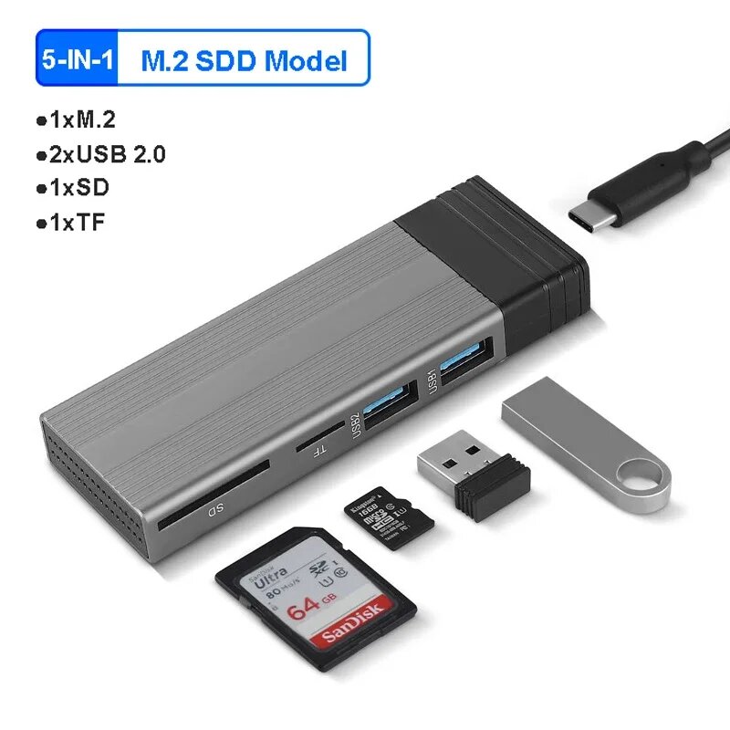 5-IN-1 M.2 SSD адаптер