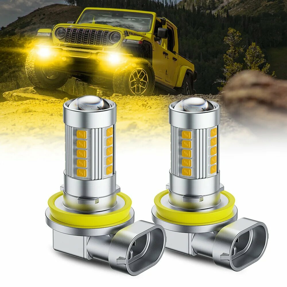 AUXITO 2 шт. прожектор H11 H8 H9 светодиодный противотуманный фонарь золотисто-желтый линза 3000 К