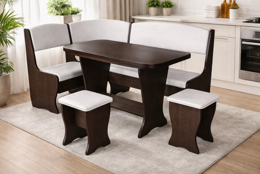 Кухонный уголок Мебель Лига Весна венге, с раскладным столом и ящиками, экокожа