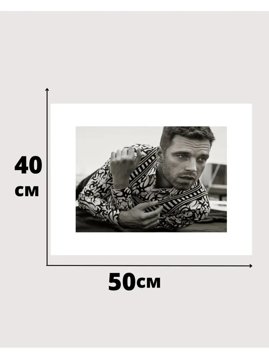 Постер Себастиан Стэн зимний солдат, 50 x 40 см, бумага, без рамы