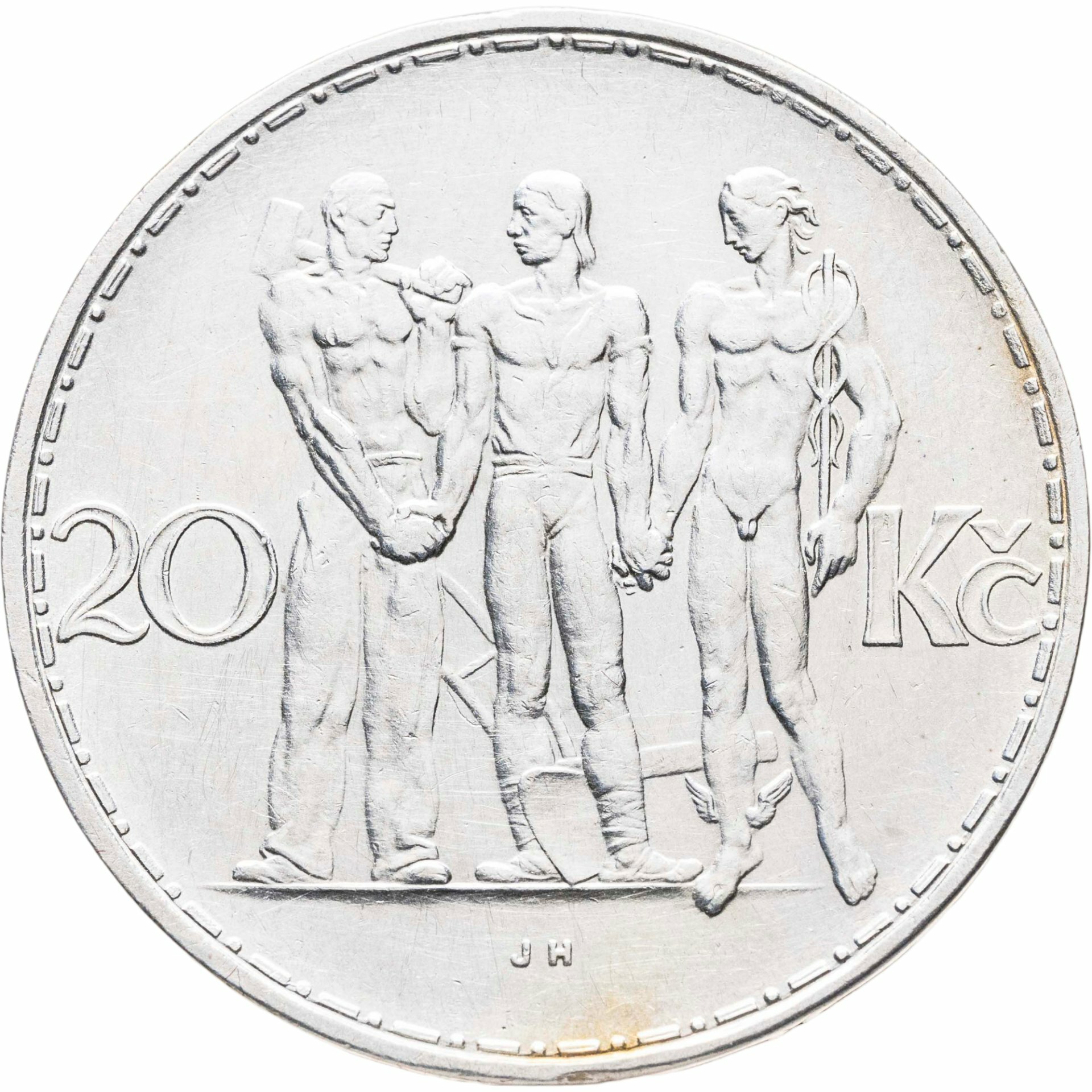 Чехословакия 20 крон korun 1933, Серебро 700, в сохранности XF