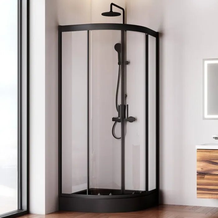 Душевой уголок AM.PM Gem W90G-401-090BT 90x90, профиль черный