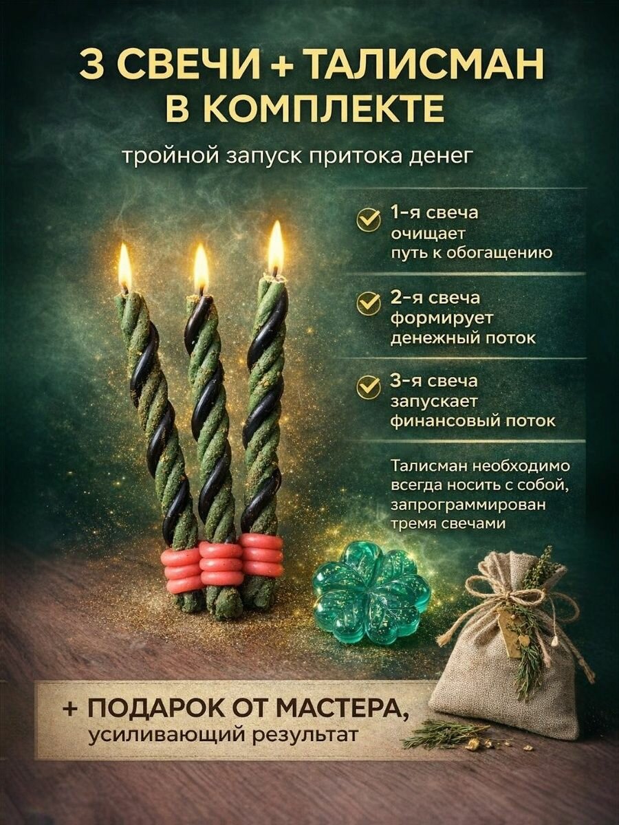 Денежные свечи+Талисман, Приток денег, Избавление от долгов