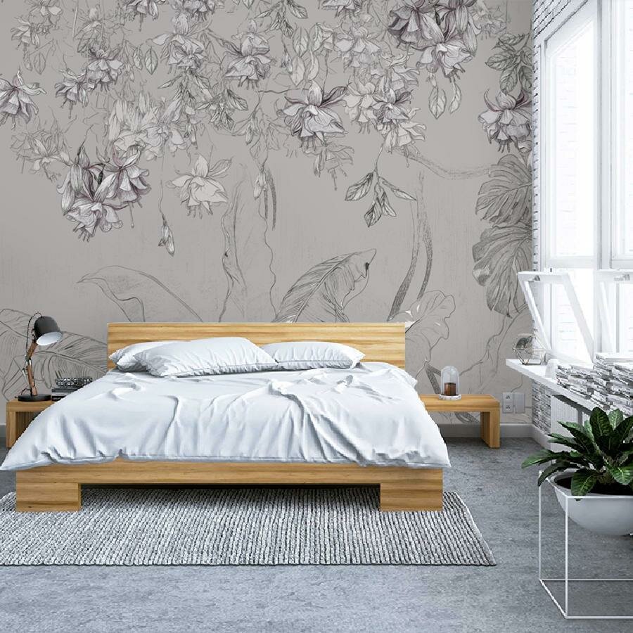 Фотообои Абстракция тропическая 13-1038-S-Холст 270 x 200 см (ВхШ) Бесшовные, флизелиновые, влагостойкие обои