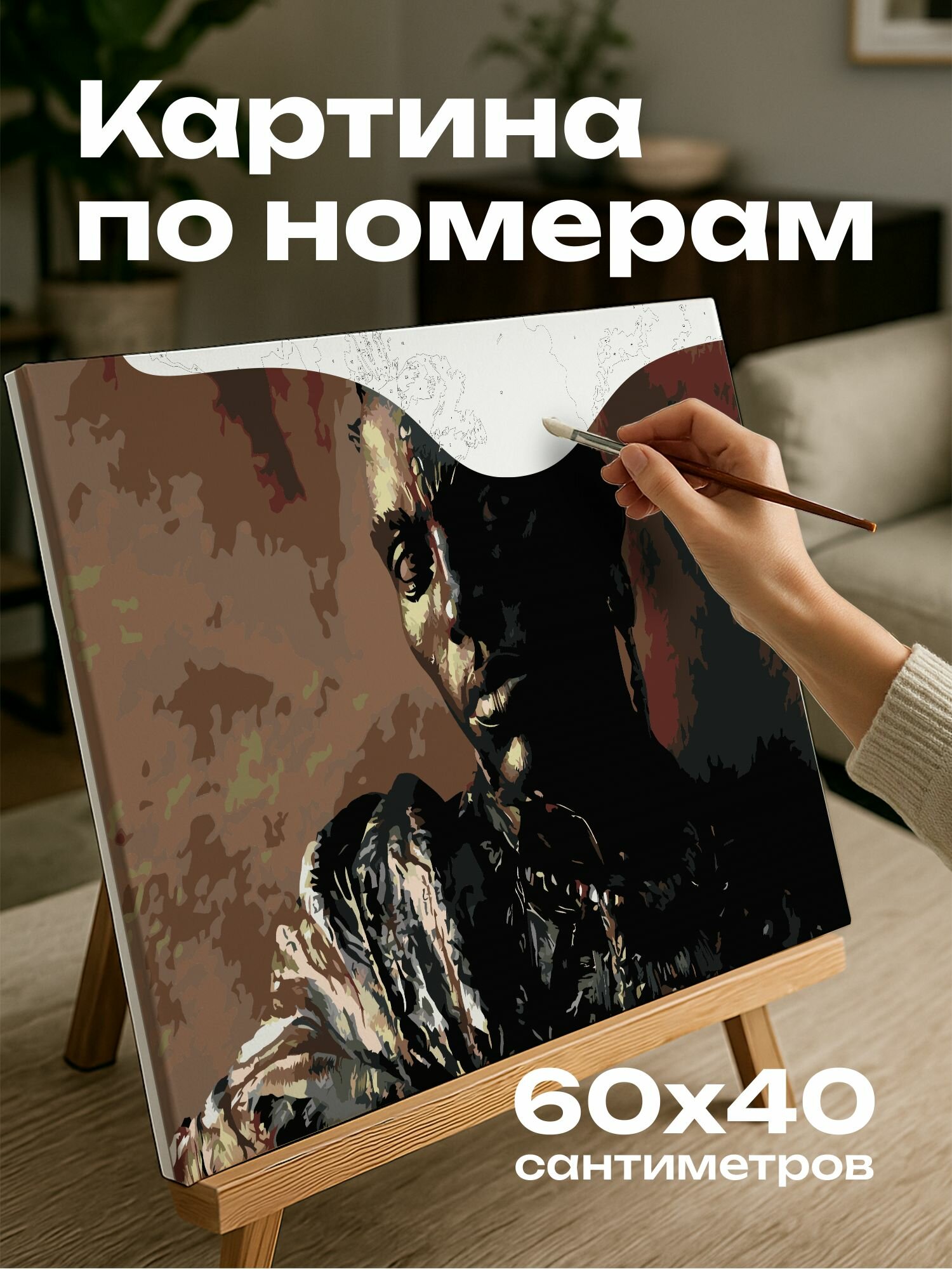 Картина по номерам 60x40 см, Скульптура, барон Самди, лоа Вуду, величественный, царственный, тускло освещенная