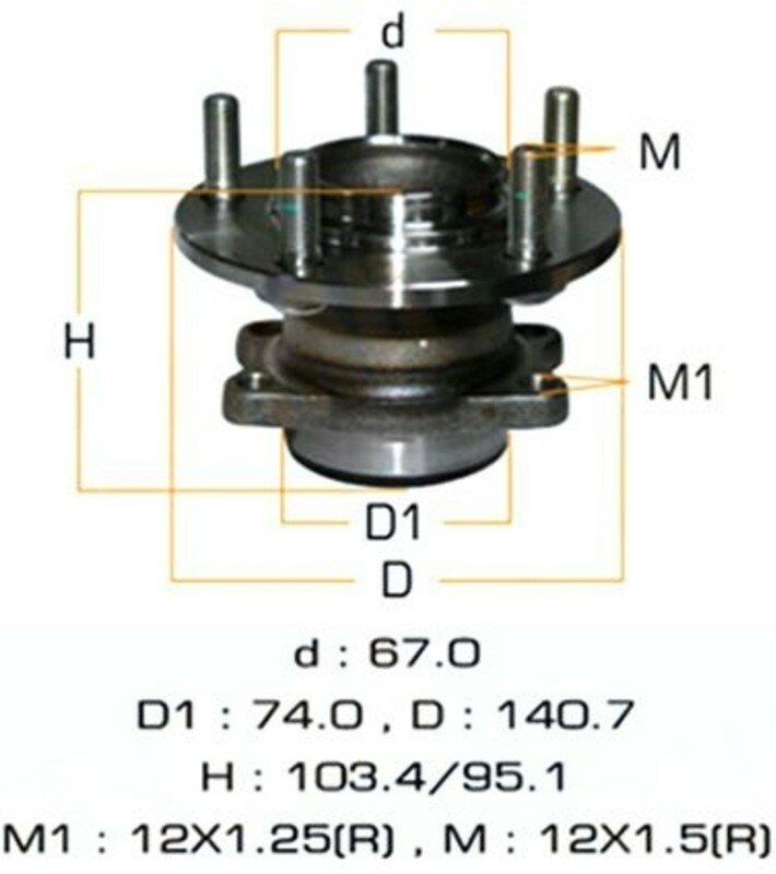 Подшипник задней ступицы MASUMA MW-31504 Mitsubishi Lancer X, Outlander, Asx, Peugeot 4007, 4008 4x2 06->