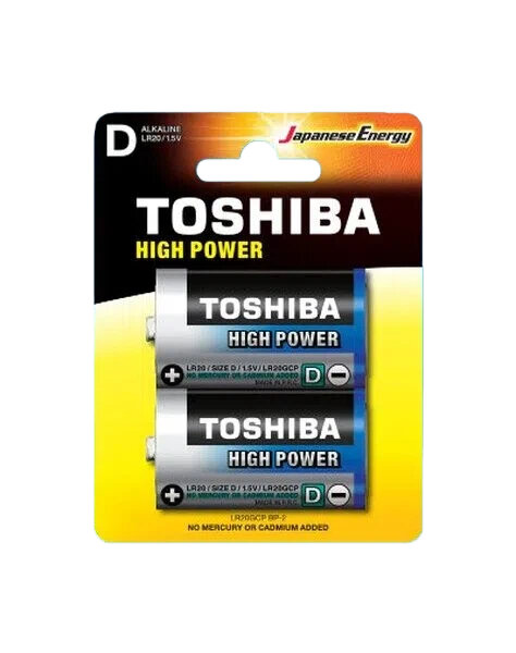 Батарейка TOSHIBA LR20GCPBP2 Lr20 щелочная Alkaline High Power D 1.5v, блистер, 2 шт