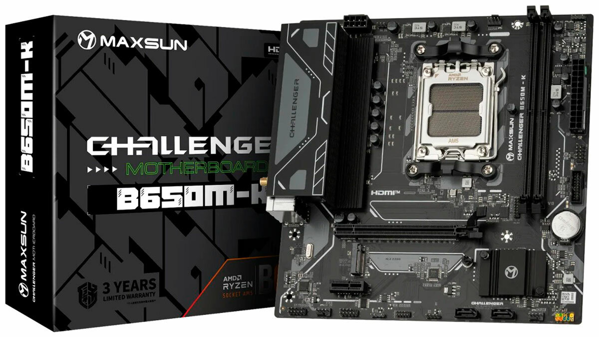 Материнская плата Maxsun MS-Challenger B650M-K WIFI (AM5, mATX)