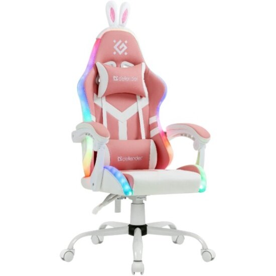 Кресло геймерское Defender Ideal розовый, RGB, класс 4, PU