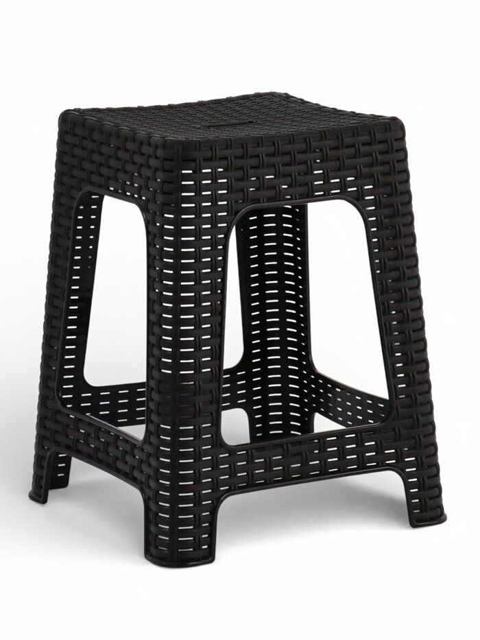 Табурет квадратный Rattan, 36.3×36.3×44.8 см, пластиковый, цвет горький шоколад