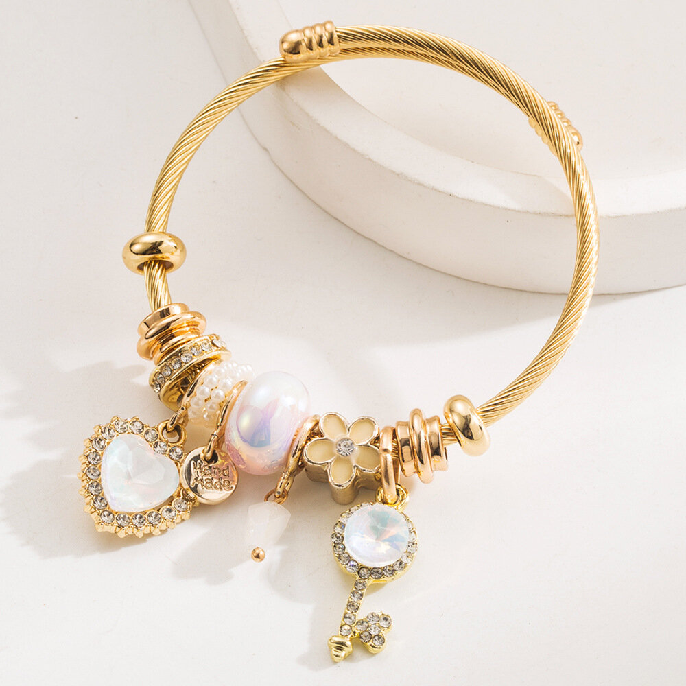 YM Mall Браслет блестящий Клевер-сердце Подвесной Укрепляет удачу и элегантность