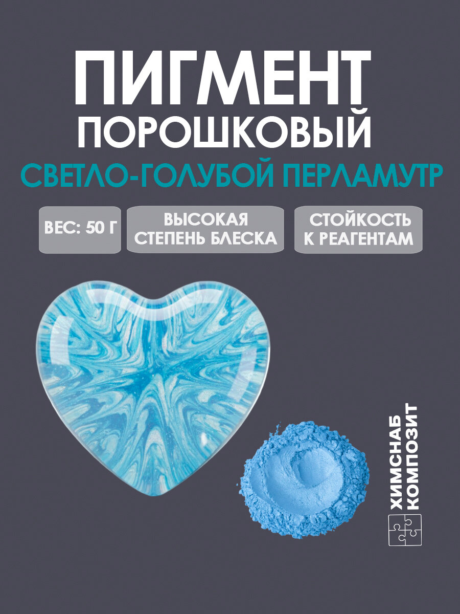 Пигмент для эпоксидной и полиэфирной смолы порошковый перламутр 50 г светло-голубой