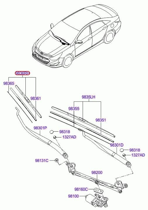Щетка стеклоочистителя 983603S000 Hyundai/Kia — фото 1