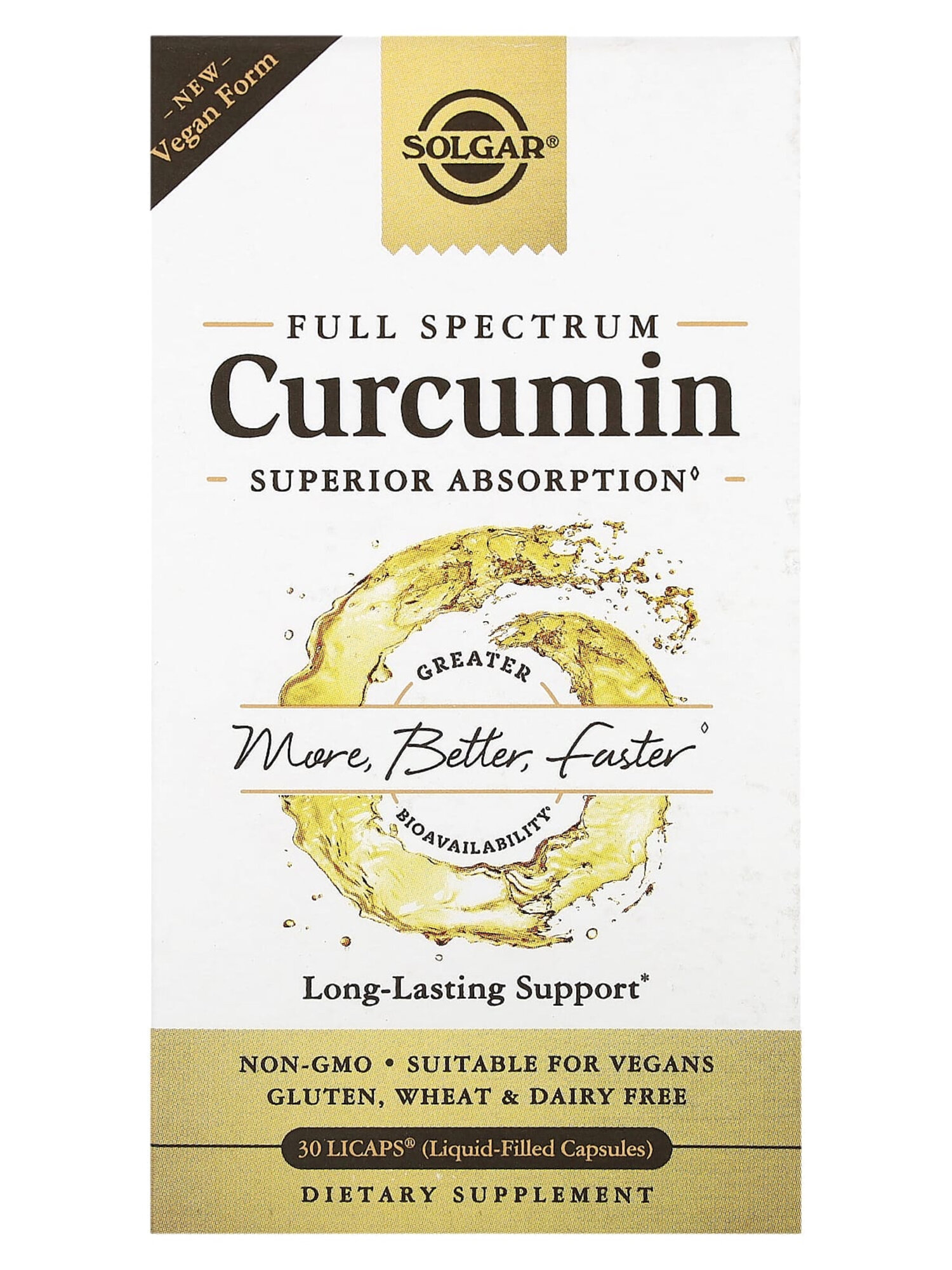 Solgar Curcumin Full Spectrum, Куркумин 30 капсул с жидким экстрактом