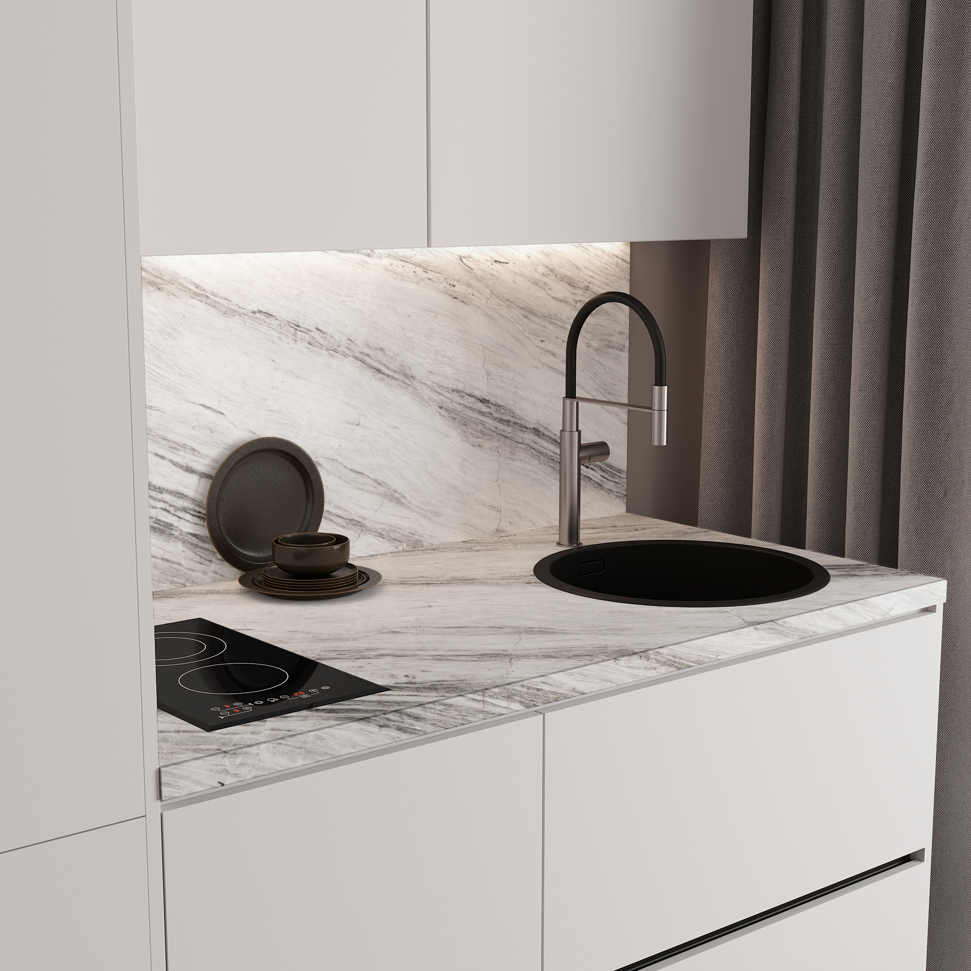 Столешница влагостойкая для кухни Crystal Marble 1500х800х40 мм, с постформингом, SLOTEX